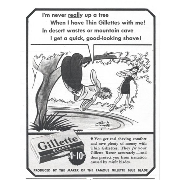 gillette | Art | 944 Gillette Razor Blades Vintage Print Ad Up A Tree ...